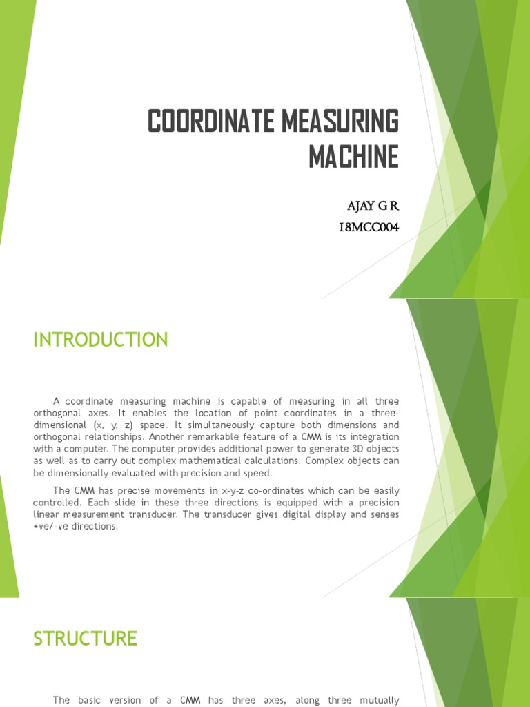 Coordinate Measuring Machine | PDF | Cartesian Coordinate System ...