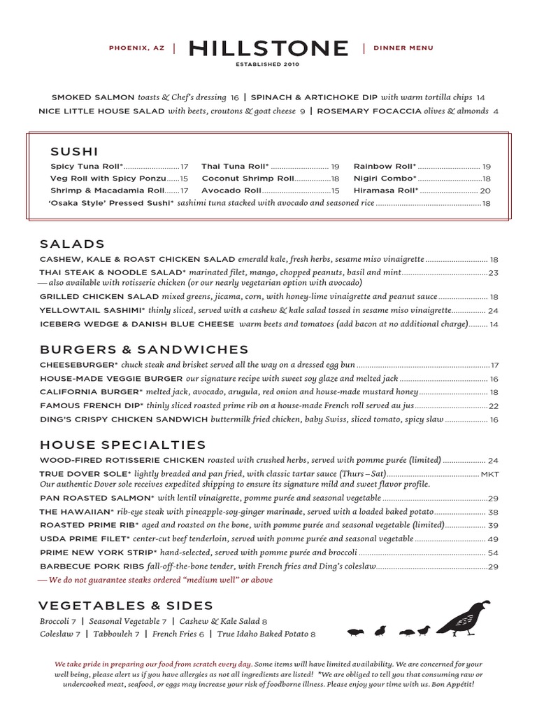 Hillstone Phoenix Dinner | PDF | Coleslaw | Salad