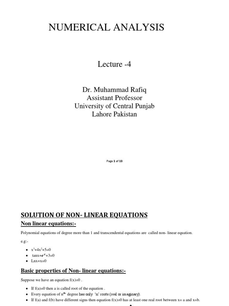 NA Lec 4 PDF | PDF | Zero Of A Function | Equations