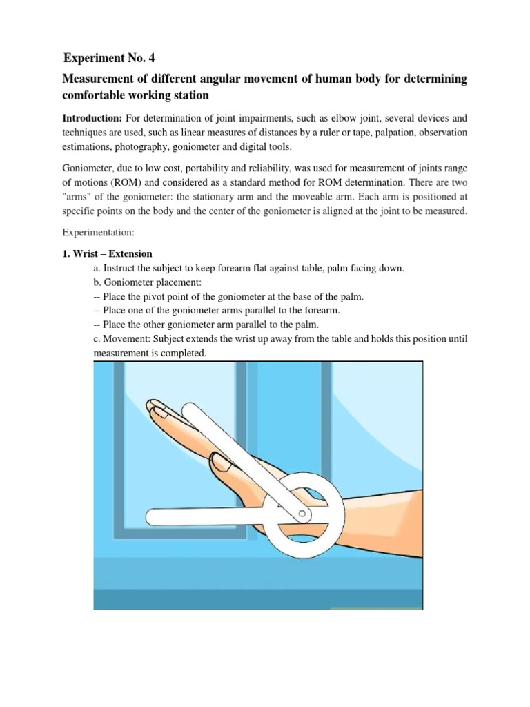 Measurement of Range of Motion for Key Joints to Determine Comfortable ...
