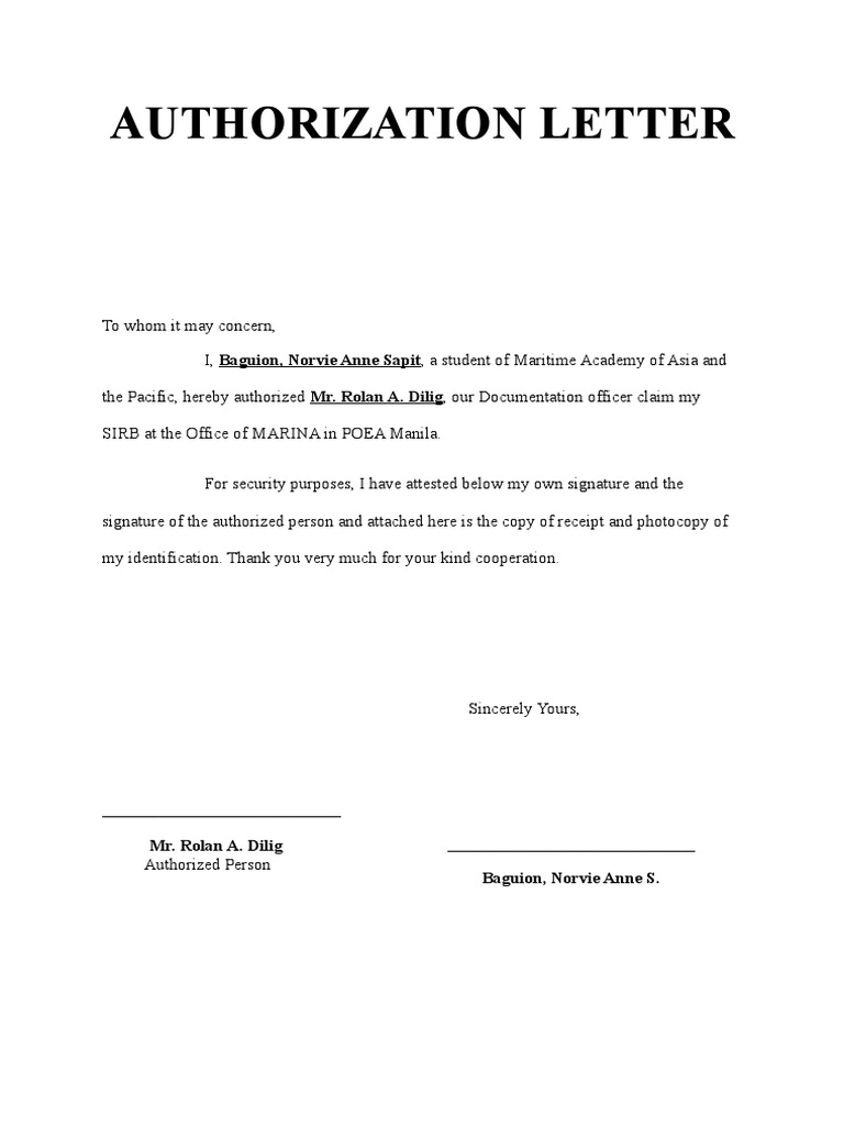 Authorization Letter | PDF | Written Communication | Intellectual Works