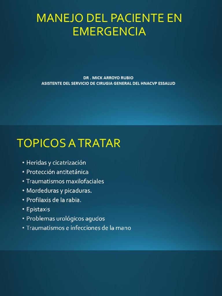 Manejo Del Paciente en Emergencia PDF | PDF | Medicina | Enfermedades y trastornos