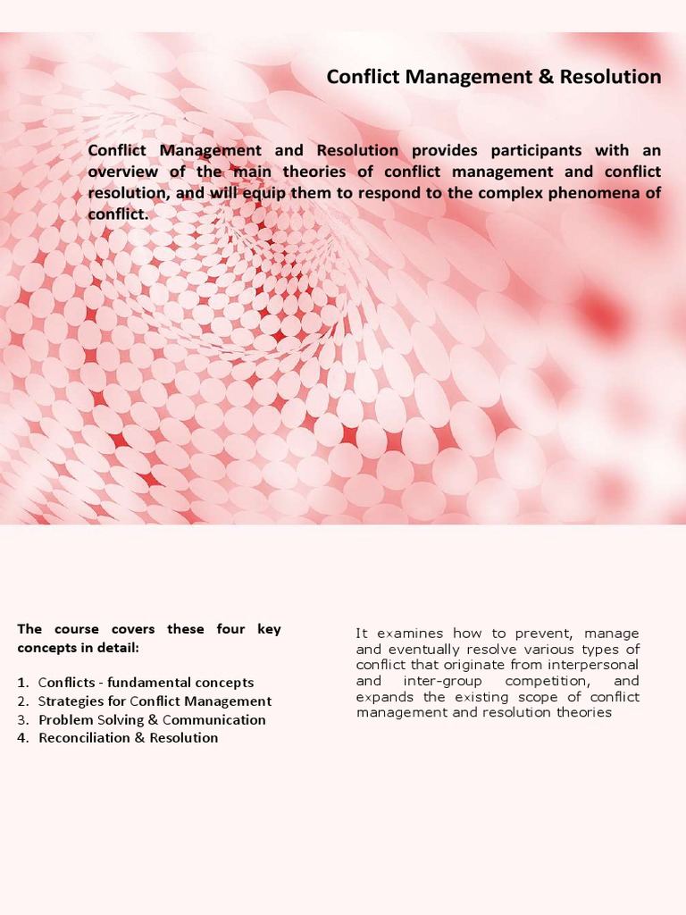 Conflict Management & Resolution | PDF | Psychological Concepts | Behavioural Sciences