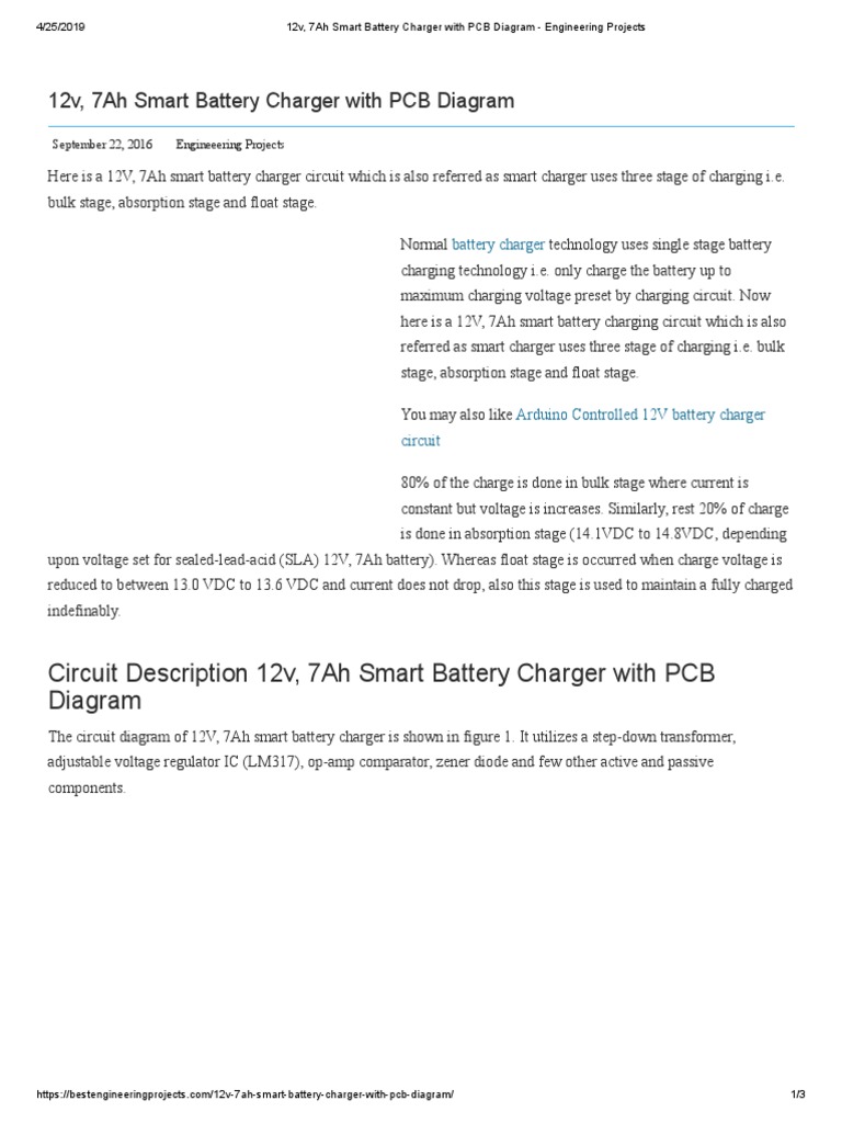 12v, 7ah Smart Battery Charger With PCB Diagram - Engineering Projects ...