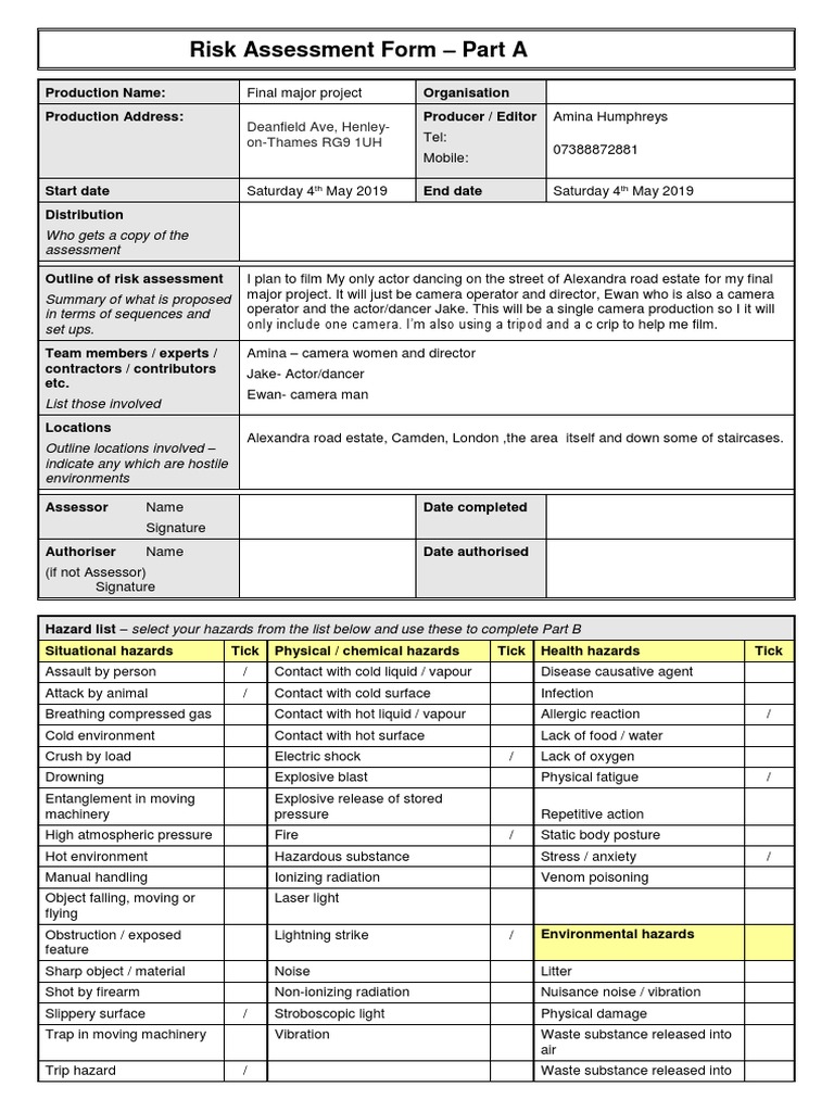 Student Risk-Assessment 2019 | PDF | Hazards | Risk