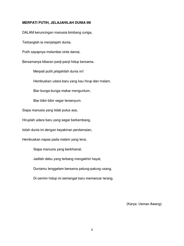 Analisis Puisi Merpati Putih | PDF