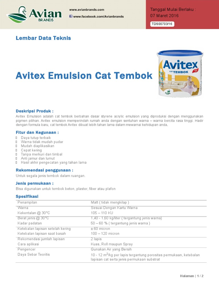 Katalog Avitex Emulsion Cat Tembok | PDF