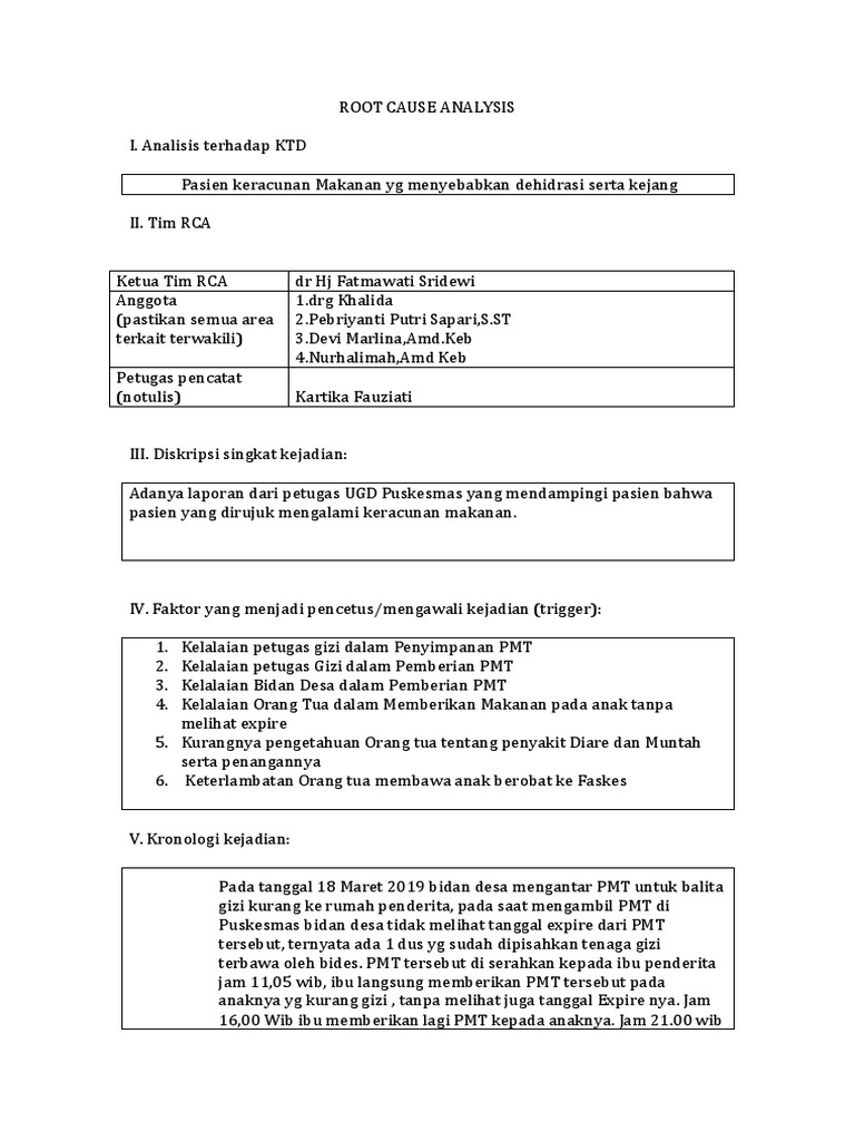 Contoh Form Fmea Dan Rca | PDF | Kesehatan Holistik | Sains & Matematika