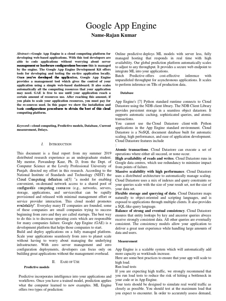 Google App Engine | PDF | Cloud Computing | Web Application