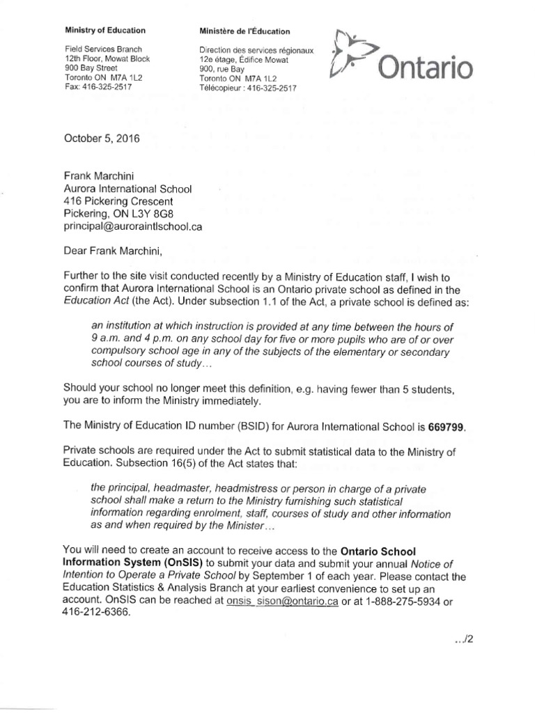 Ministry Letter0001 | PDF | Behavior Modification | Academia