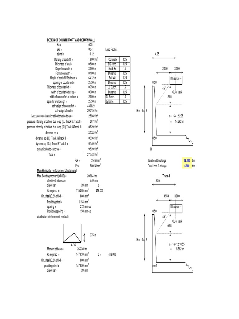 Counterfort and Return Wall Design | PDF | Building Technology ...