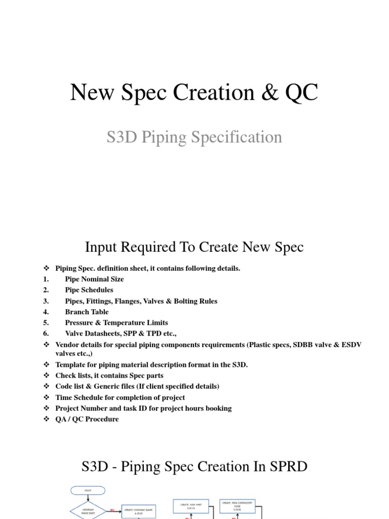 S3D Piping Spec Creation & QC Guide | PDF | Specification (Technical ...