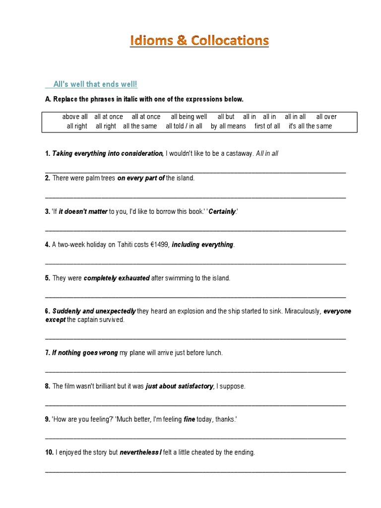 Idiom & Collocation Work | PDF | Idiom