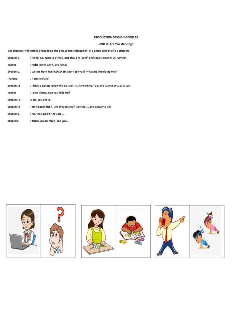 Production Session Gogo 3B UNIT 2: Are You Dancing? | PDF
