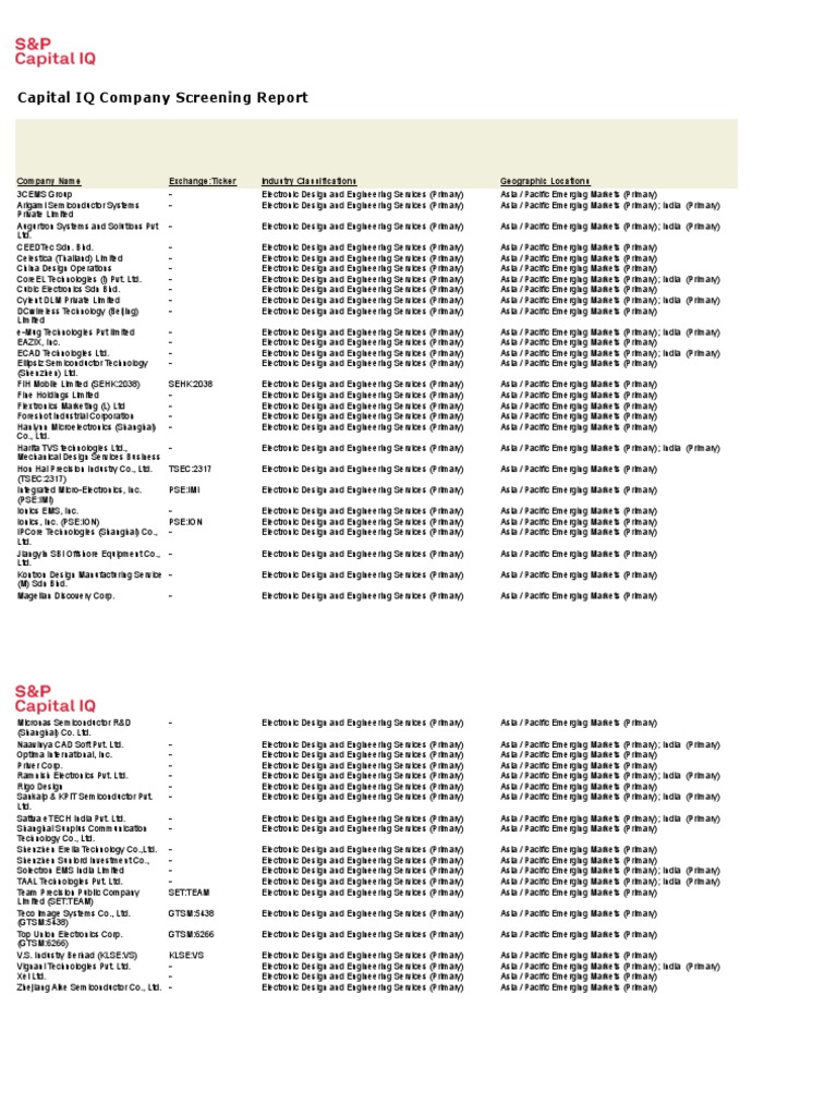 Company Screening Report | PDF | Engineering | Business