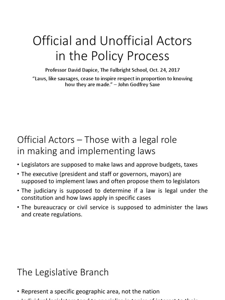 Official and Unofficial Actors in the Policy Process | Policy ...
