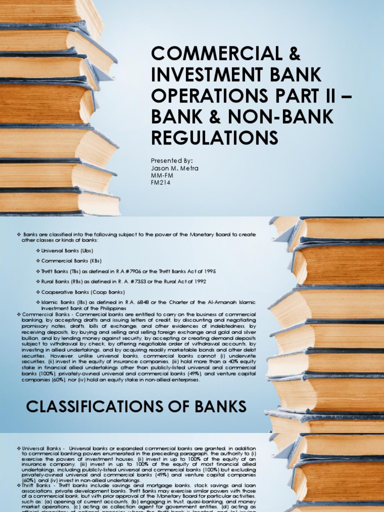 Bank Classifications and Regulations Overview | PDF | Capital ...