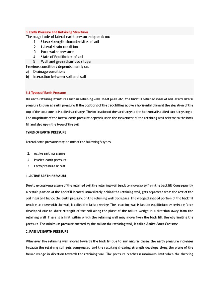 Earth Pressure and Retaining Structures PU | PDF | Deformation ...