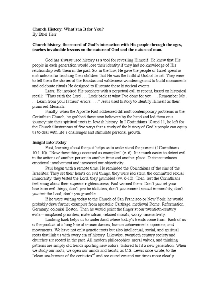 Church History | PDF | Paul The Apostle | First Epistle To The Corinthians