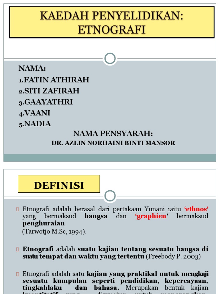 Etnografi: Definisi, Jenis, dan Metodologi | PDF