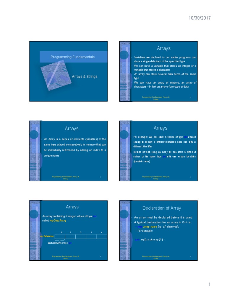 Lecture Arrays 1 Pdf Array Data Type Data Type