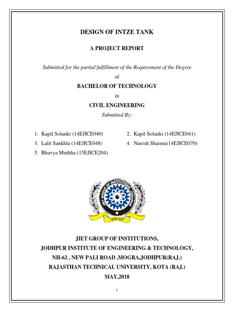 Project Report On Intz Tank-Kapil Solanki PDF | PDF | Thermal Expansion ...