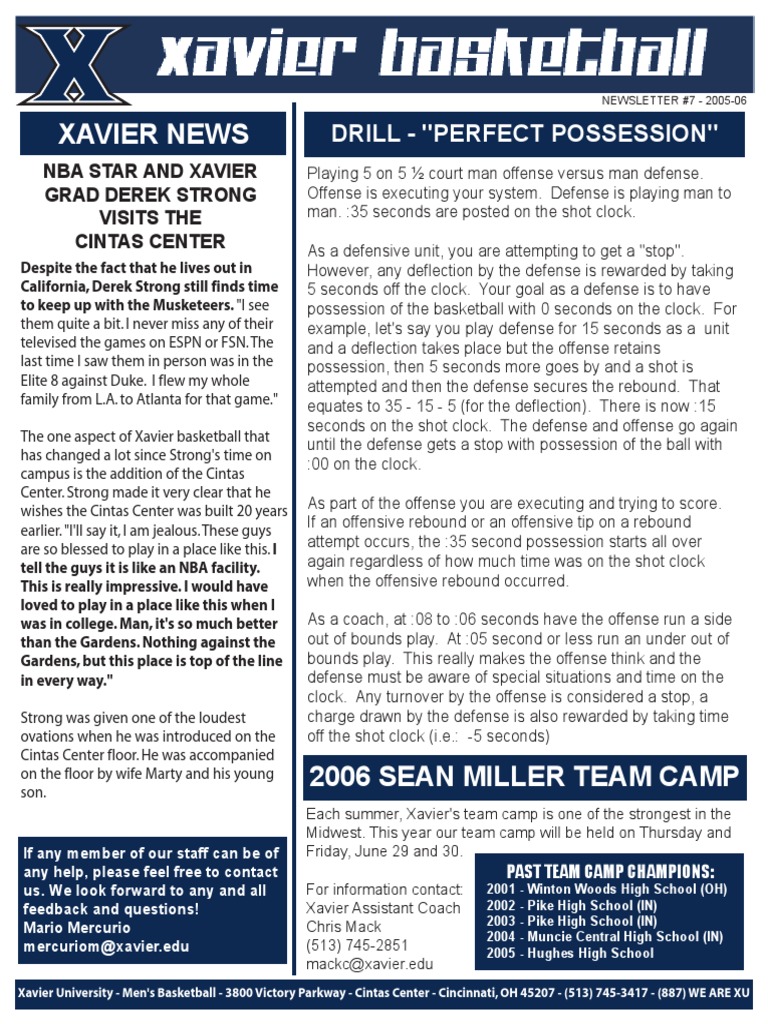 Xavier Basketball Newsletter - Perfect Possession Drill | PDF | Team ...