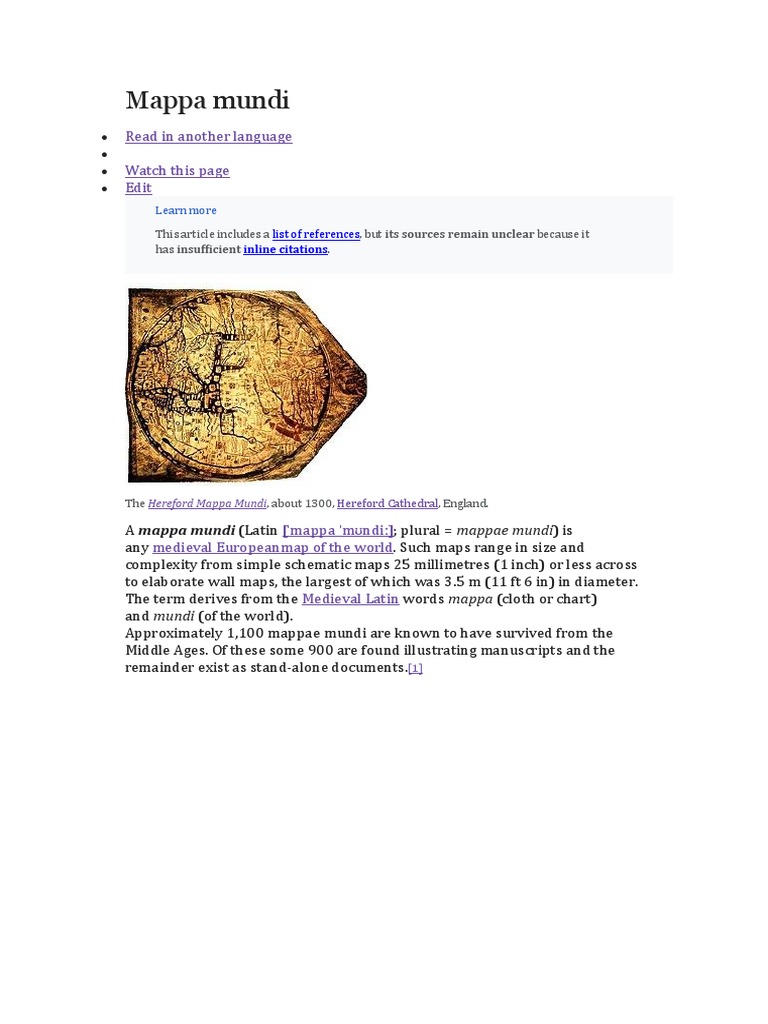 Mappa Mundi: Read in Another Language Watch This Page Edit | PDF
