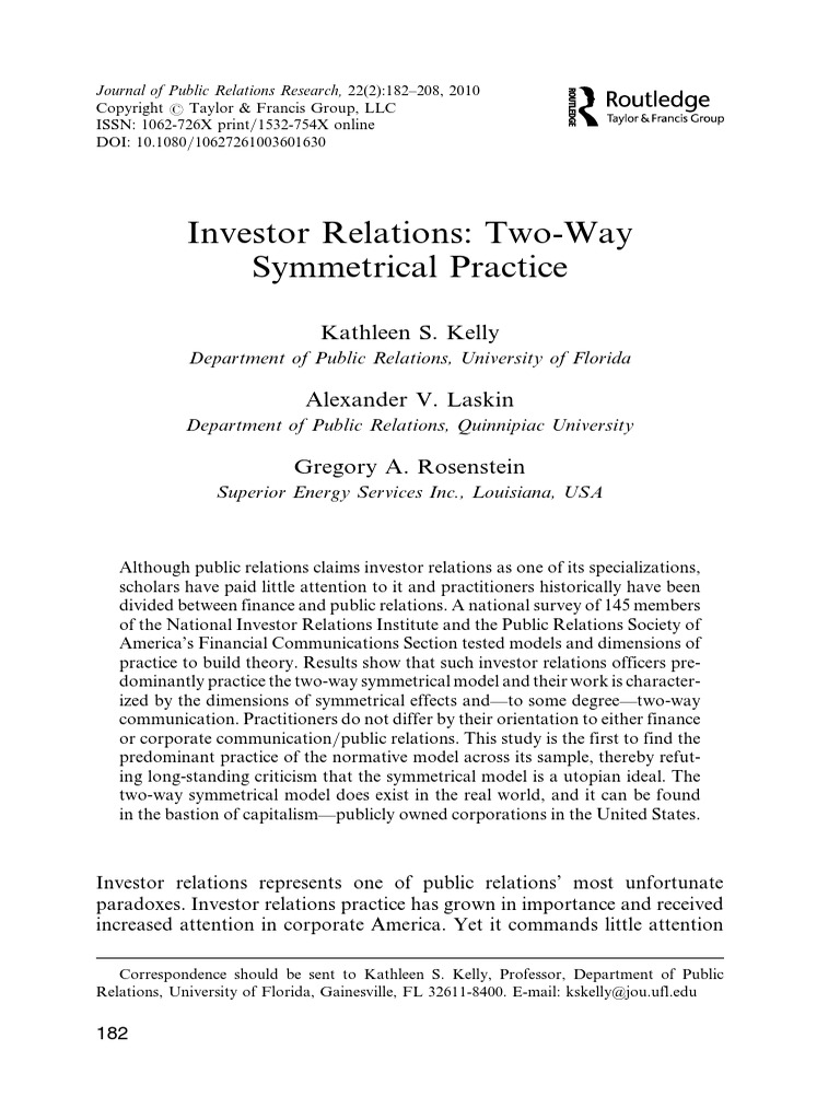 Investor Relations: Two-Way Symmetrical Practice | Download Free PDF ...