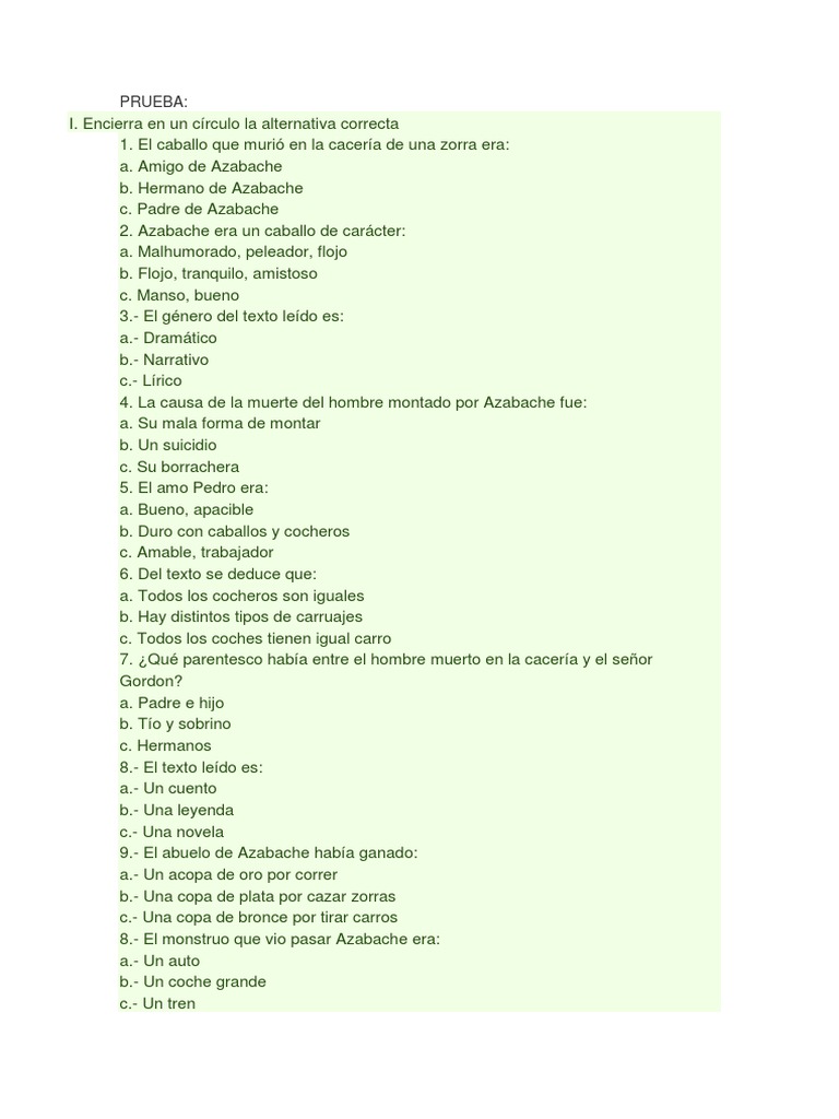Prueba Libro Azabache | PDF
