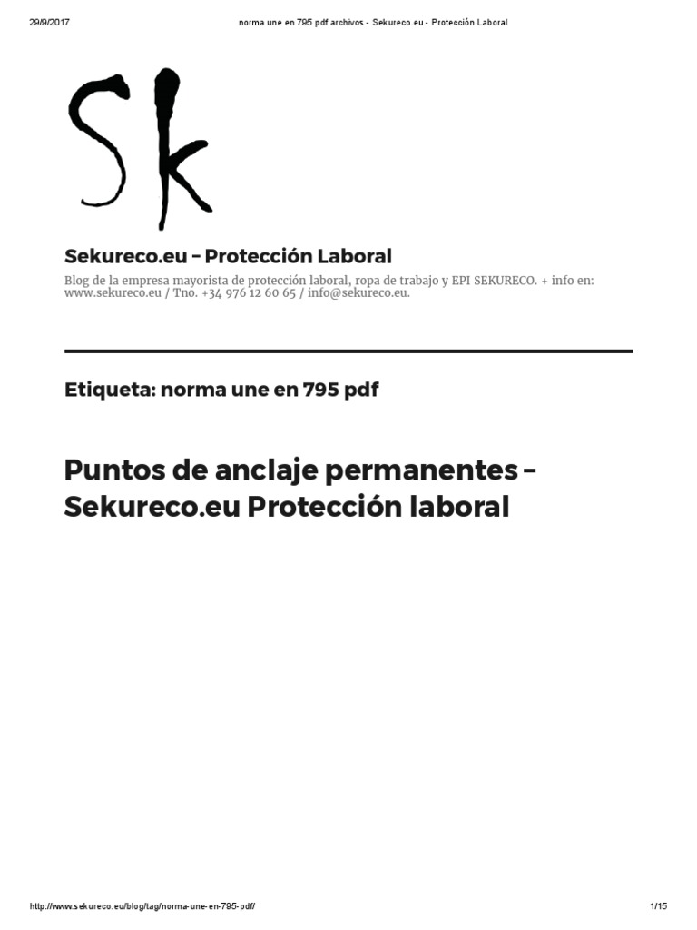 norma une en 795 pdf archivos - Sekureco.pdf | Archivo de computadora | Aluminio