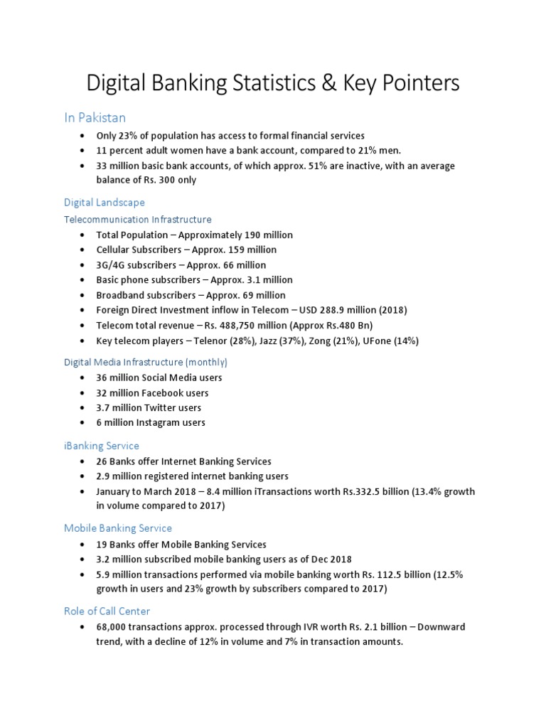 Digital Banking Statistics | PDF | Banks | Telecommunication