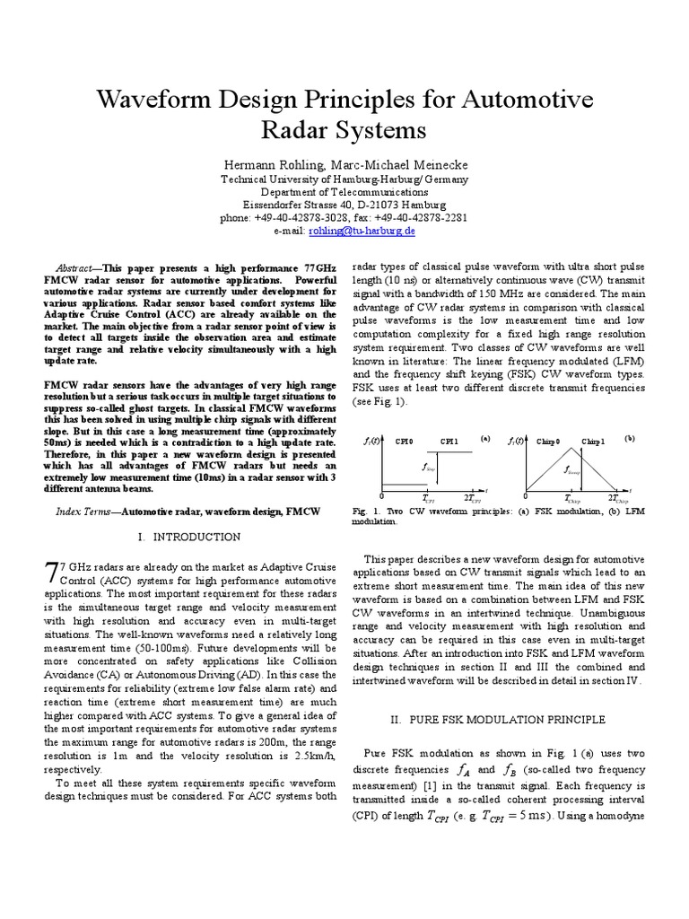 Advanced Waveform Design for Automotive Radar | PDF | Radar | Spectral ...