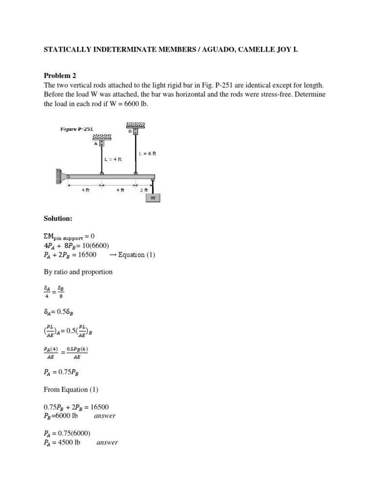 Aguado Statically Indeterminate Members Midterms | PDF