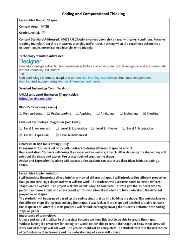 13 Coding Lesson Idea Template | PDF | Education Theory | Learning