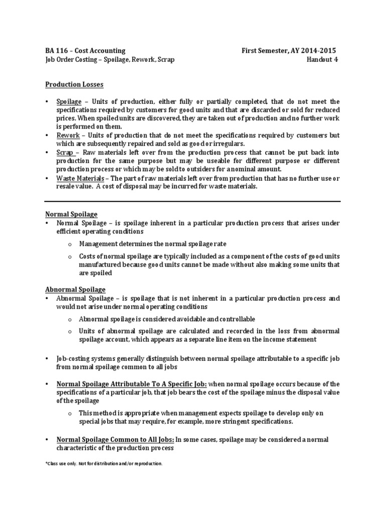 Accounting for Production Losses: A Detailed Explanation of Spoilage ...