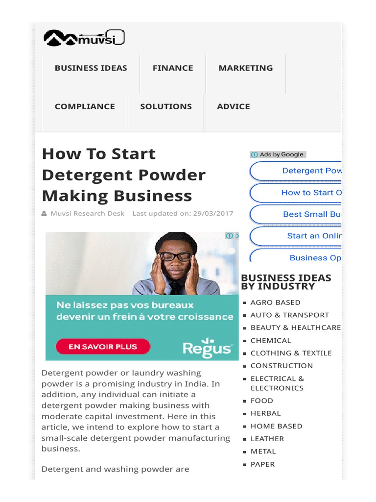 Detergent Powder Manufacturing Business Plan Sample Muvsi PDF Sodium Carbonate Soap