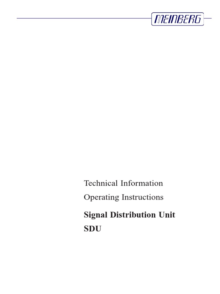 Technical Information Operating Instructions: Signal Distribution Unit ...