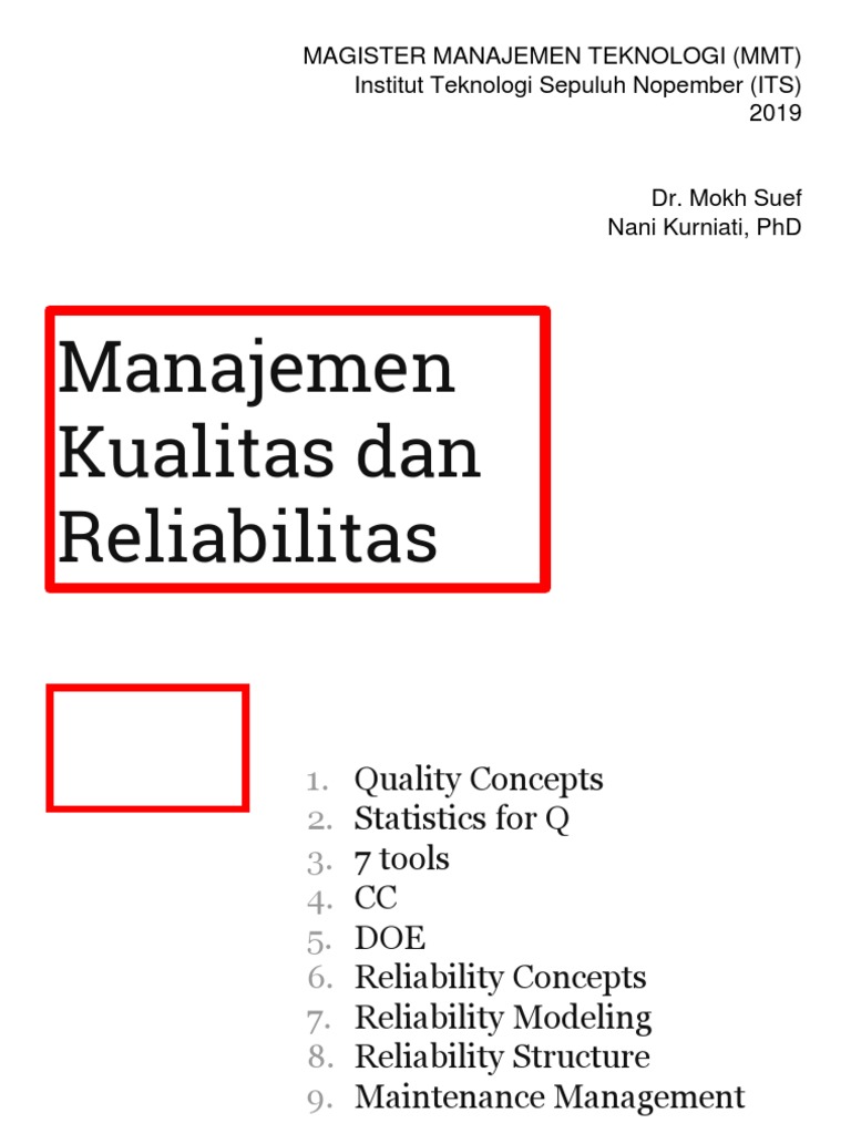 Materi Manajemen Kualitas Dan Realibilitas | PDF | Quality Assurance | Business