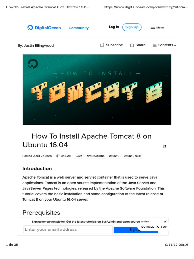 How To Install Apache Tomcat 8 On Ubuntu 16 | PDF | Java (Programming Language) | World Wide Web