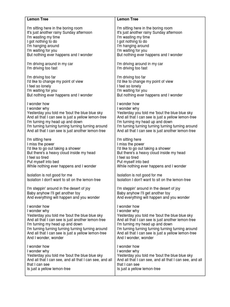 Lemon Tree Lemon Tree | PDF