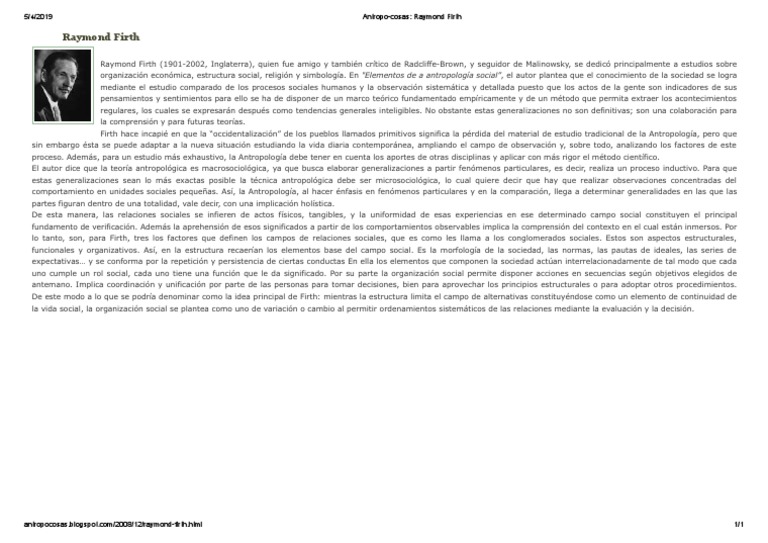 Raymond Firth | PDF | Antropología | Sociedad