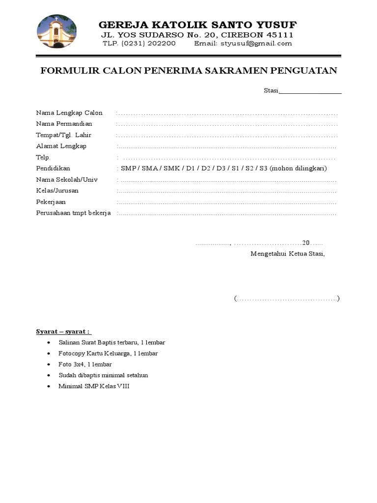 Formulir Calon Penerima Krisma | PDF
