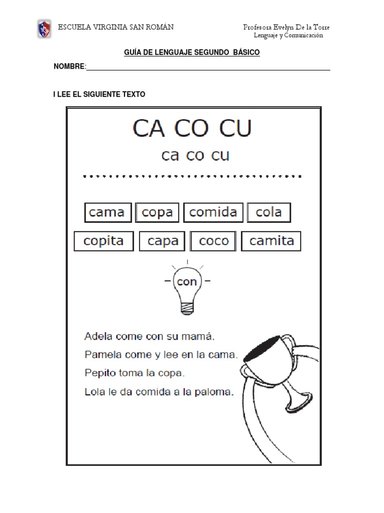 Actividades de sílabas ca, co, cu | PDF
