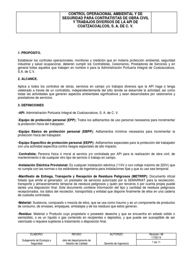 Control Operacional | PDF | Residuos | Contaminación