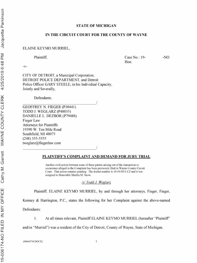 Plaintiff's Complaint and Jury Demand (TC) (00699462xA9307)