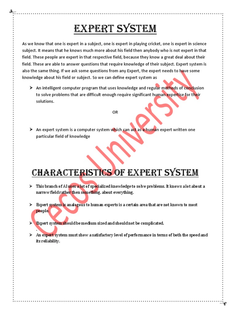 Characteristics of Expert System | PDF | Expert | System