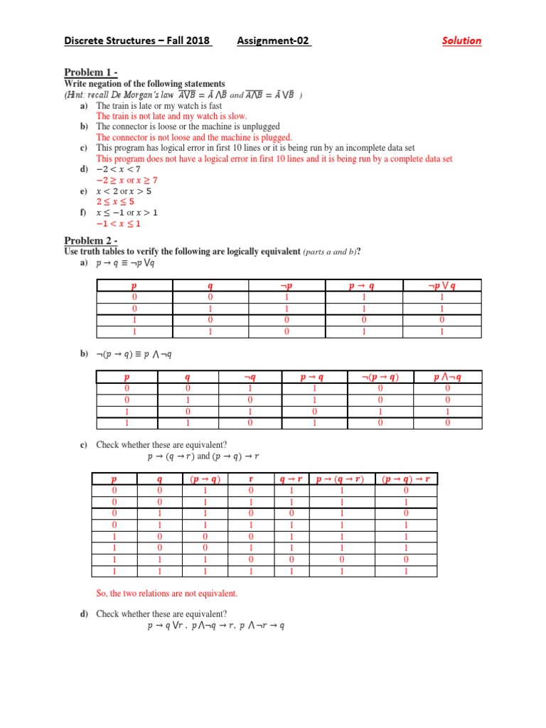 Assignment 02 Solution | PDF | Real Number | Logical Expressions