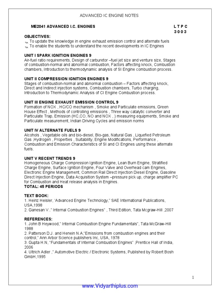 Advanced Ic Engine Full Notes PDF | Download Free PDF | Carburetor ...