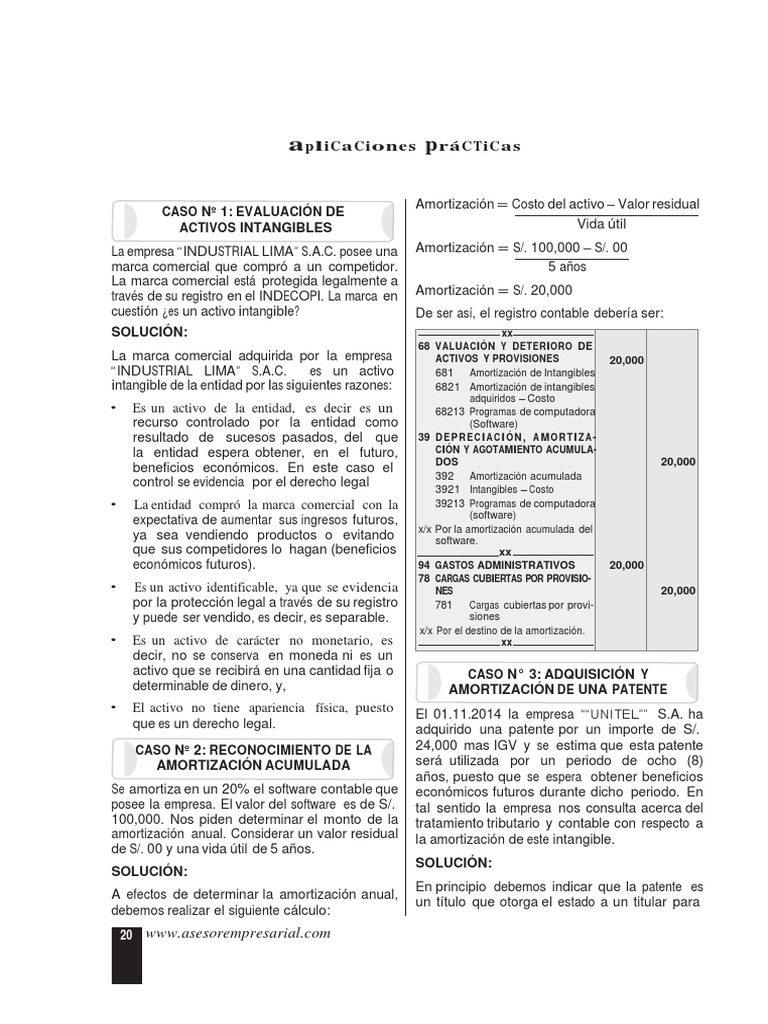 Caso Pratico NIC 38 Casos Practicos | PDF | Activo intangible | Amortización (Negocio)
